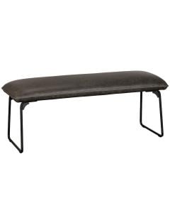 Cooper Dining Bench with Back in Grey PU Leather | Pavilion Broadway